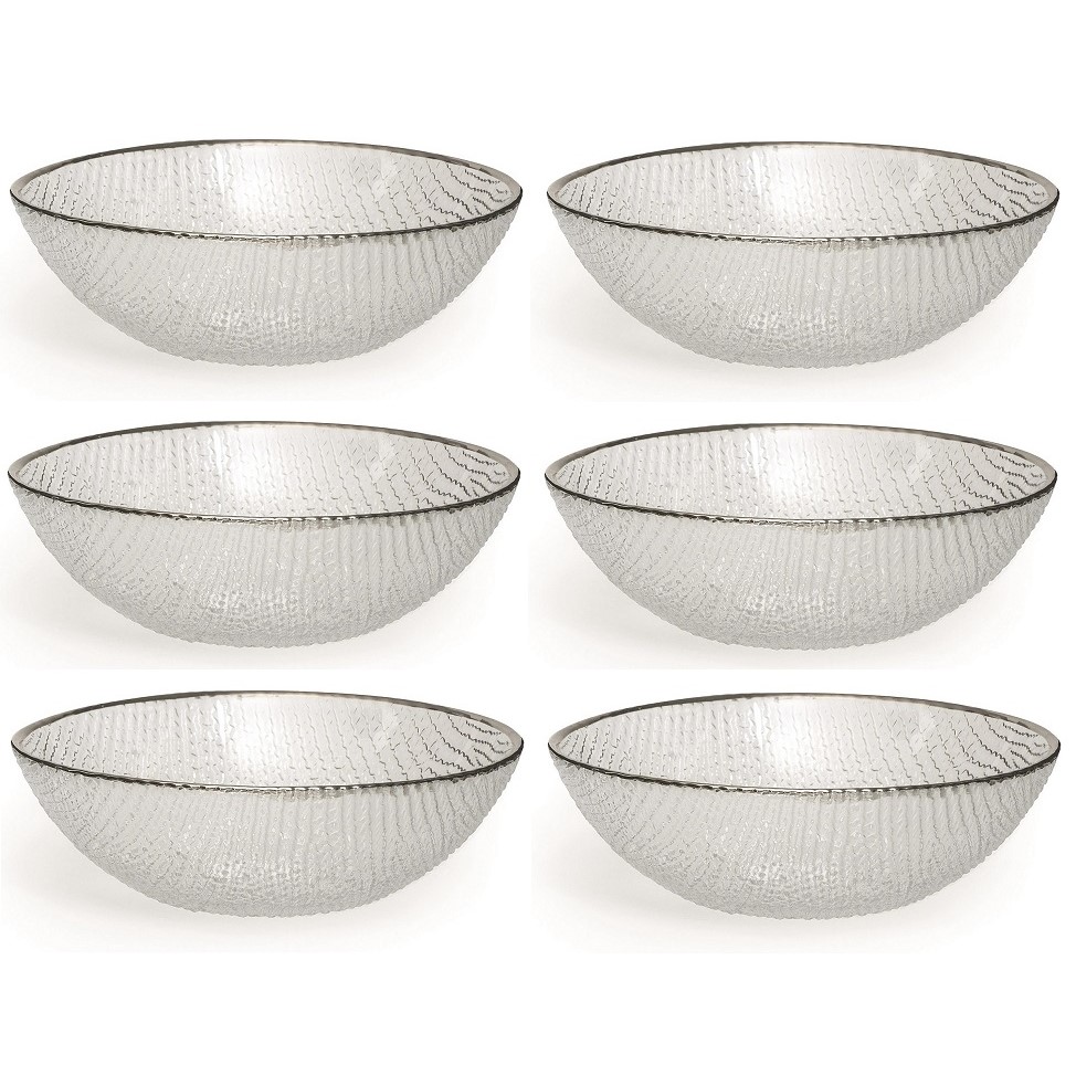Excelsa coppetta Platinum vetro transparent silver 16x16x6 cm. set 6 pz ...
